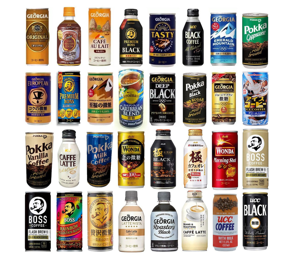 Japanese Coffee Variety Pack | Boss, Georgia coffee, Pokka, UCC, Asahi ...