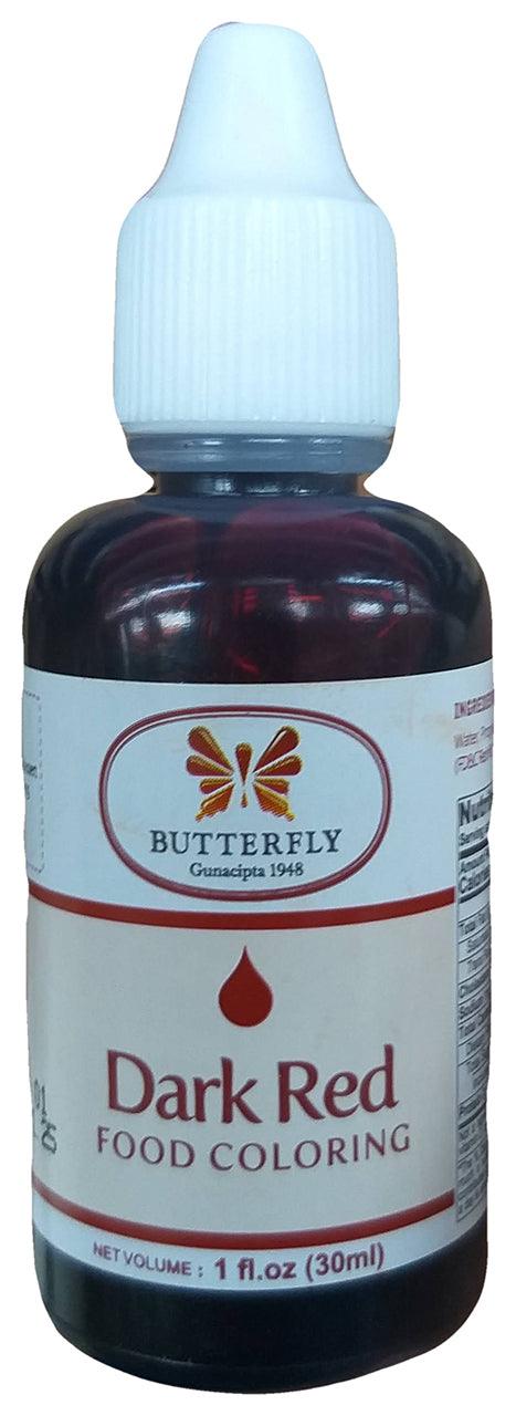 Butterfly - Dark Red Food Coloring, 1 Ounce, (1 Bottle) - Mighty Depot