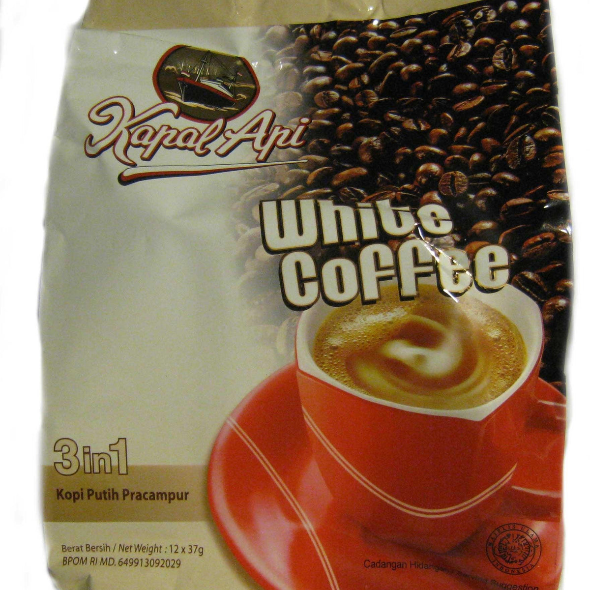 Kapal Api White Coffee 3 in 1 Premixed Instant Coffee, 12 x 37-gram po ...